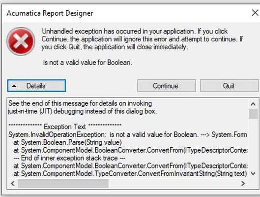 Report Not Opening In Report Designer • Acumatica Report Designer • Acumatica User Group Forums