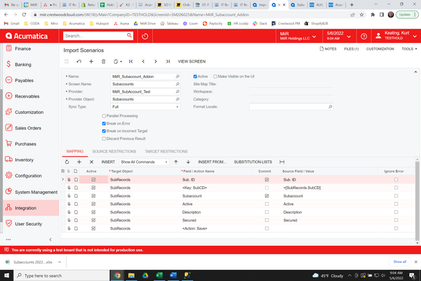 Subaccount Import Scenario • Everything Else • Acumatica User Group Forums