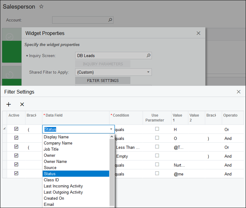 Acumatica Dashboard Parameters • Acumatica Dashboards • Acumatica User Group Forums